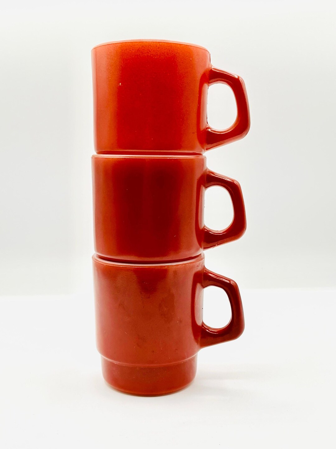 3 Anchor Hocking Fire King Vintage Oven Proof Burnt Orange Stacking ...