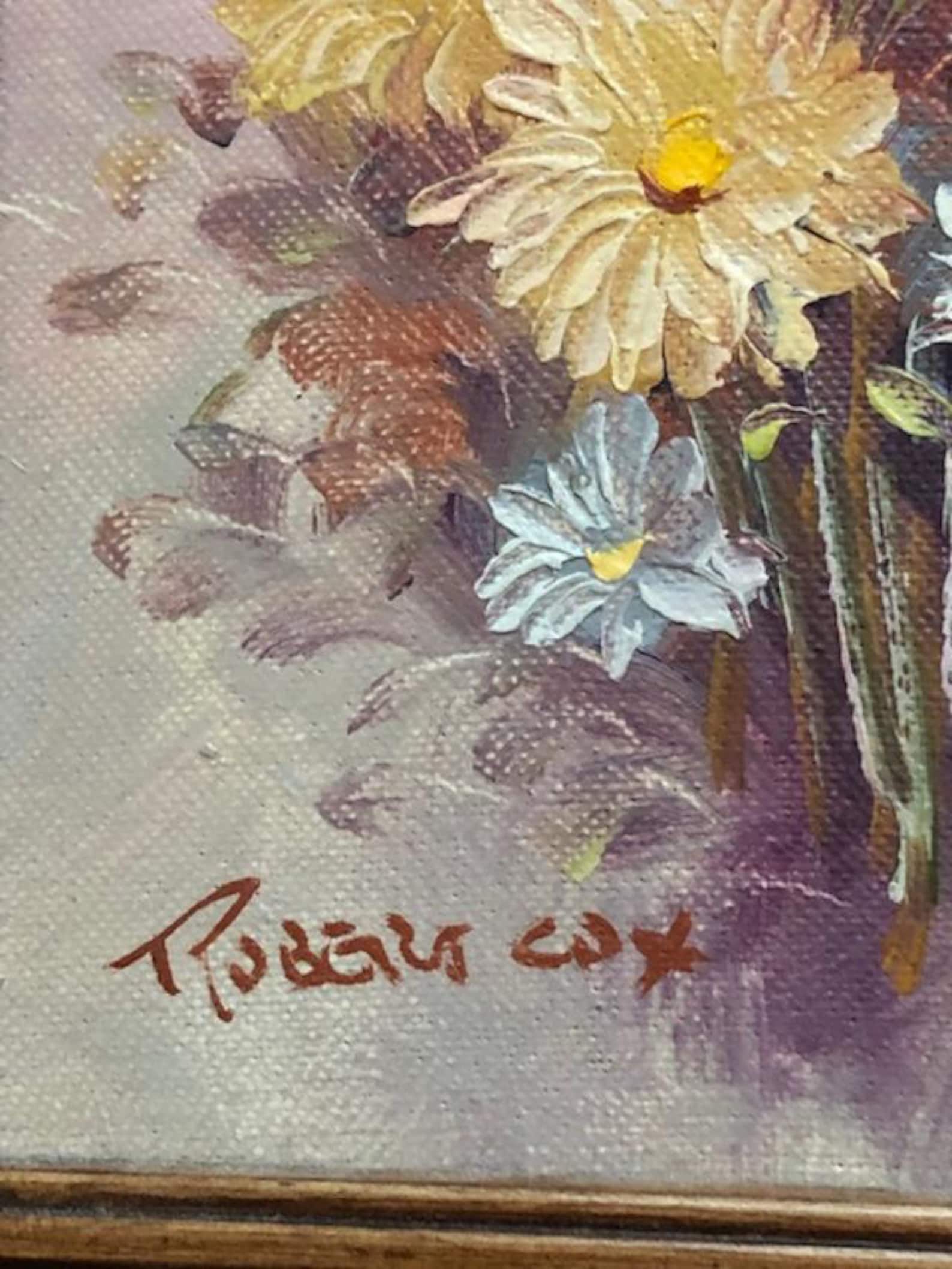 Vintage Signed Original by Robert Cox Oil Painting of Multi Color ...