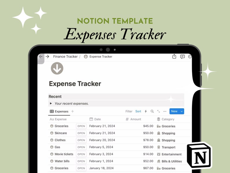 Notion Finance Planner Template Aesthetic Notion Budget Dashboard Simple Monthly Expense Tracker ...