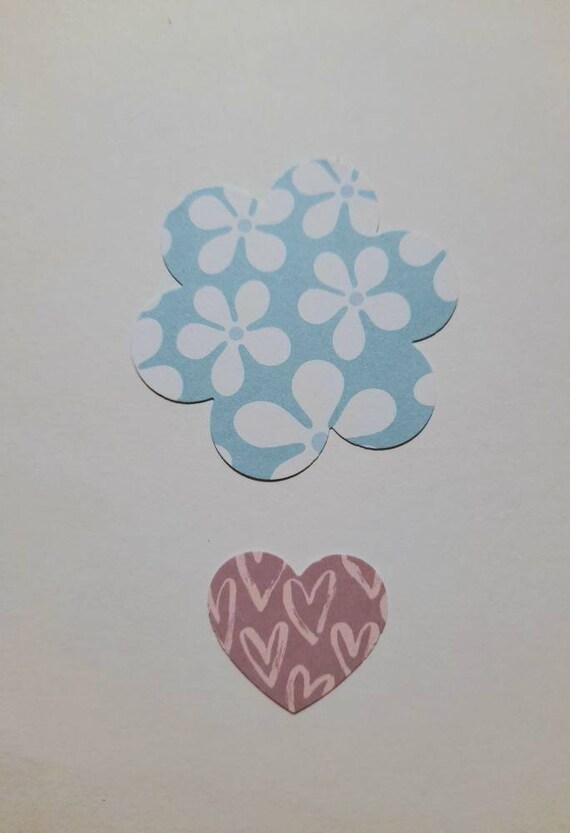 100 floral patterned Heart & Flower shape card Embellishments 2 inch ...