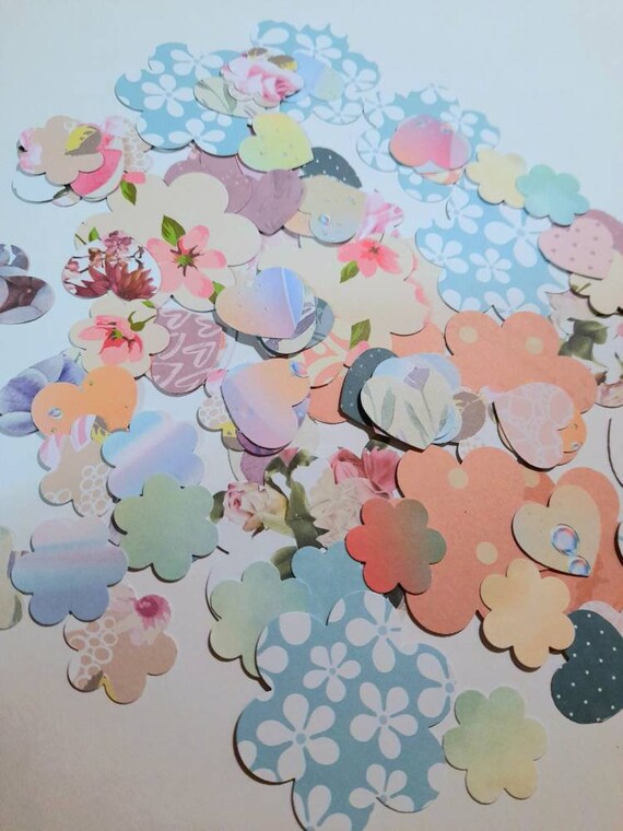100 floral patterned Heart & Flower shape card Embellishments 2 inch ...