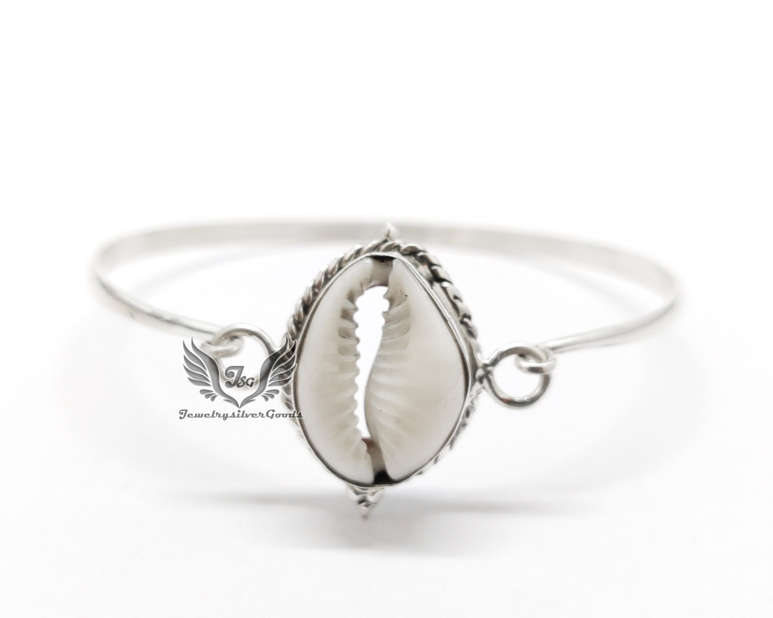 Cowrie Shell Bracelet Solid 925 Sterling Silver Modern | Etsy