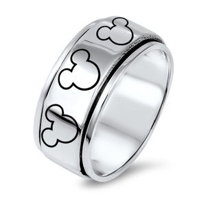 Personalized Ring, Mickey Mouse Spinner Ring, 925 Sterling Silver Ring ...