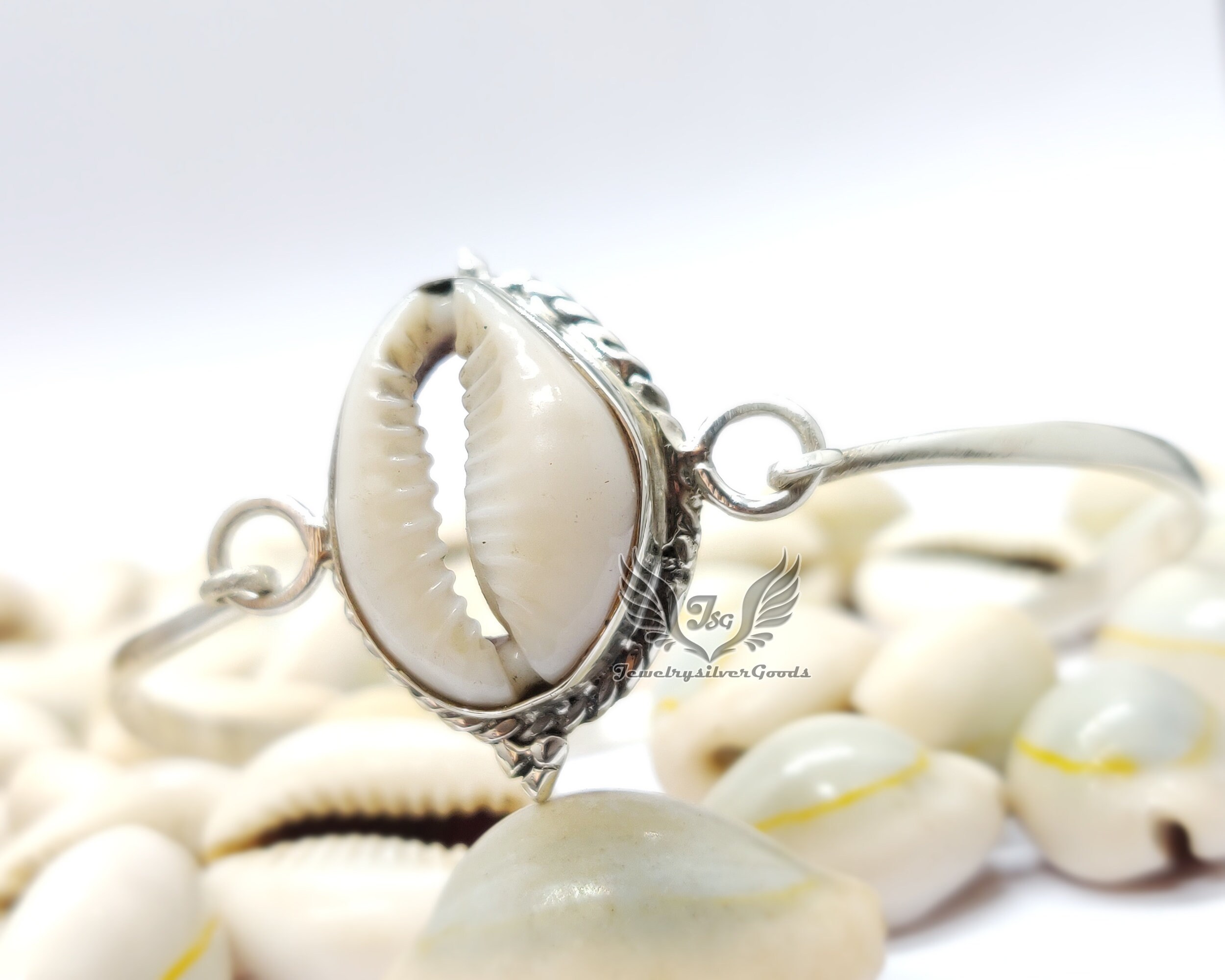 Cowrie Shell Bracelet Solid 925 Sterling Silver Modern | Etsy