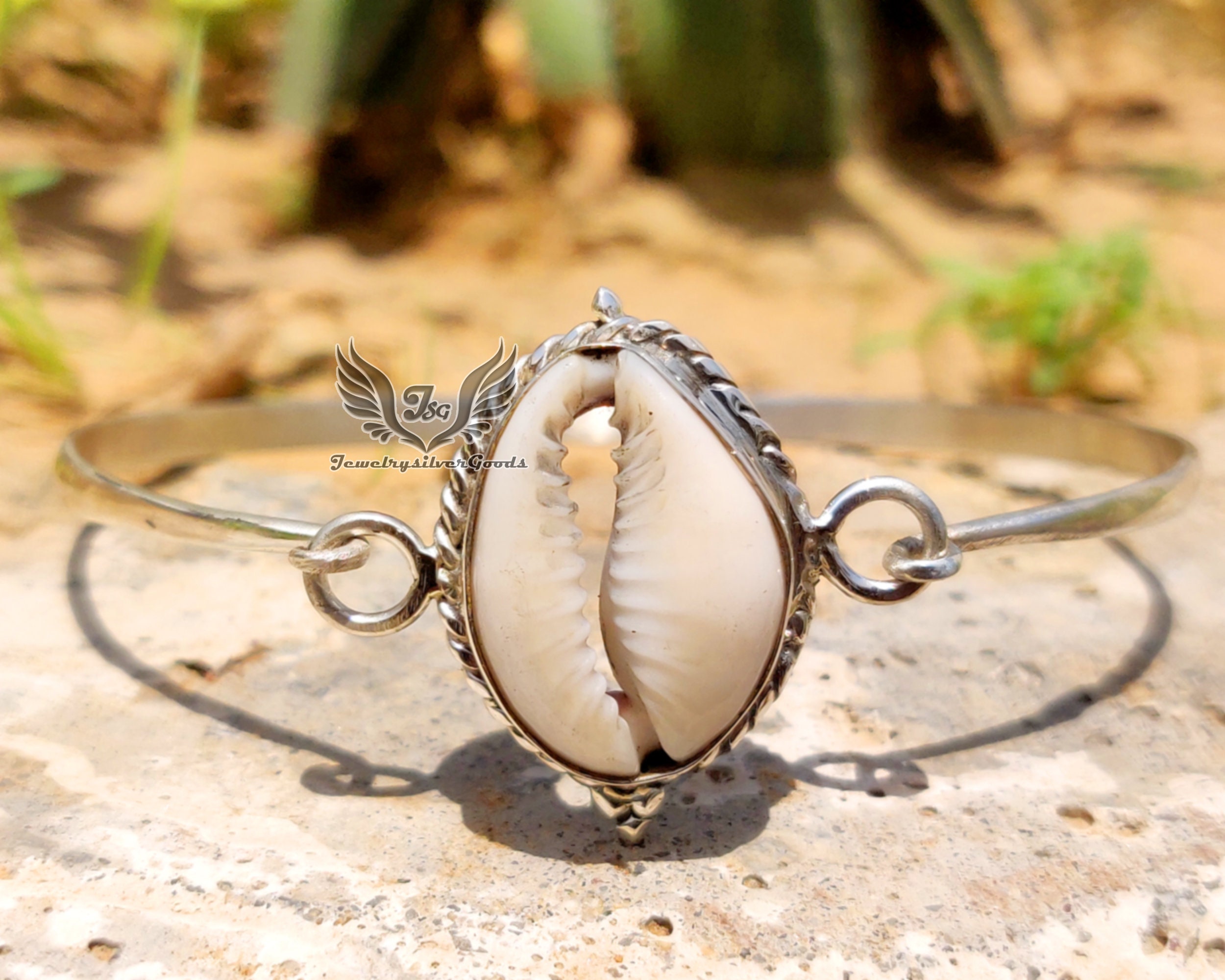 Cowrie Shell Bracelet Solid 925 Sterling Silver Modern | Etsy