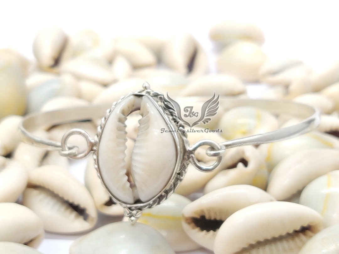 Cowrie Shell Bracelet, Solid 925 Sterling Silver, Modern Design ...
