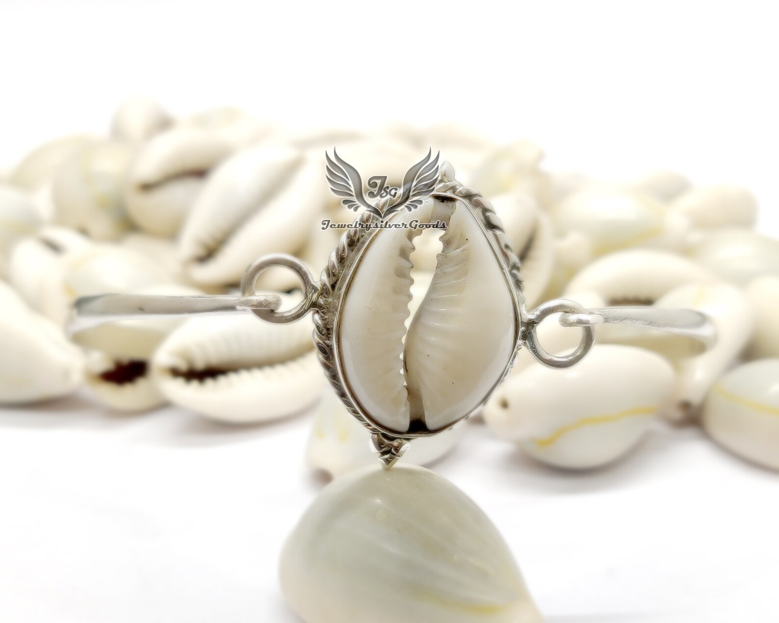 Cowrie Shell Bracelet Solid 925 Sterling Silver Modern - Etsy