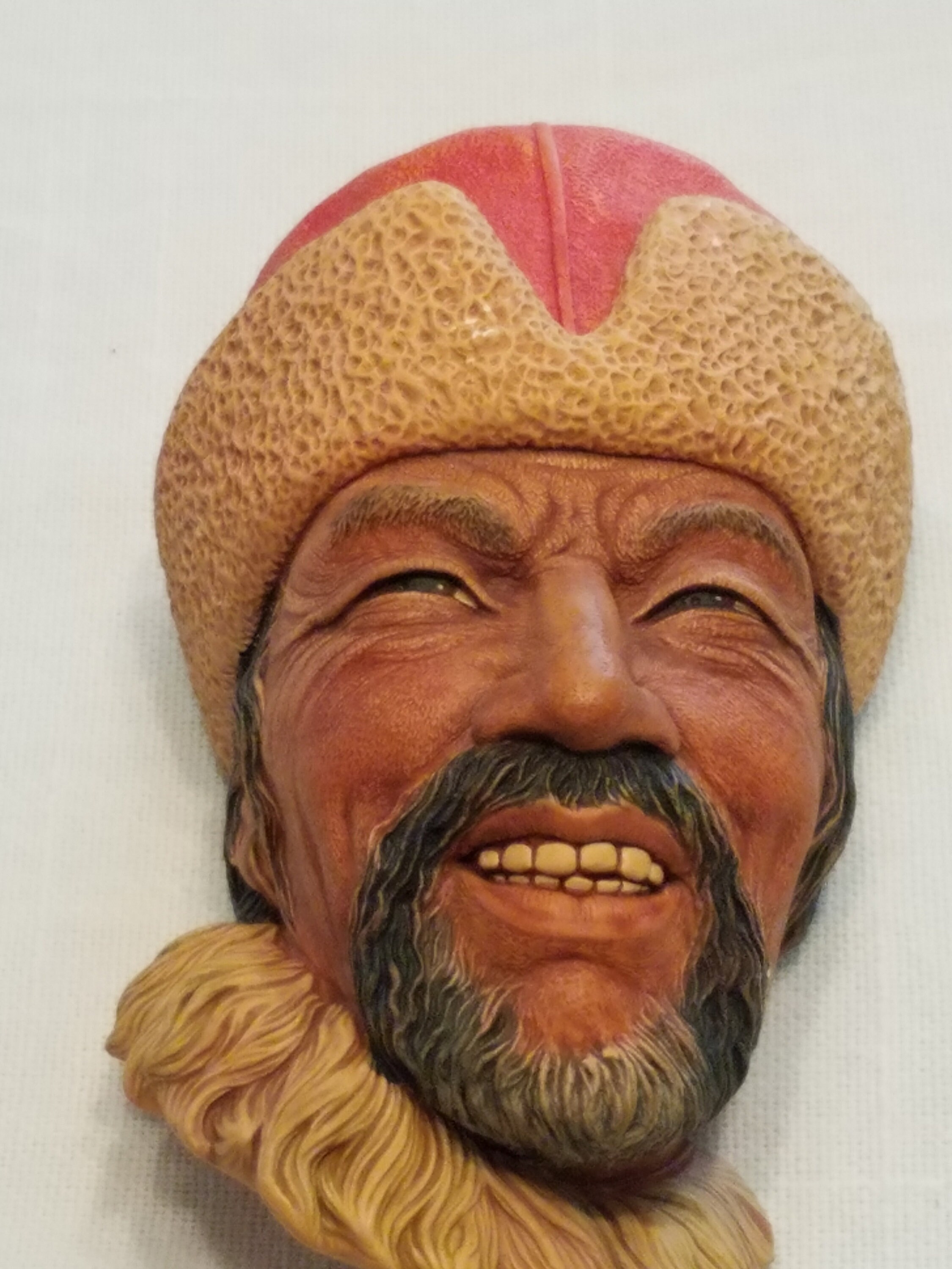Vintage Bosson Head Chalkware 1966 Himalayan Man Hanging Wall Sculpture ...