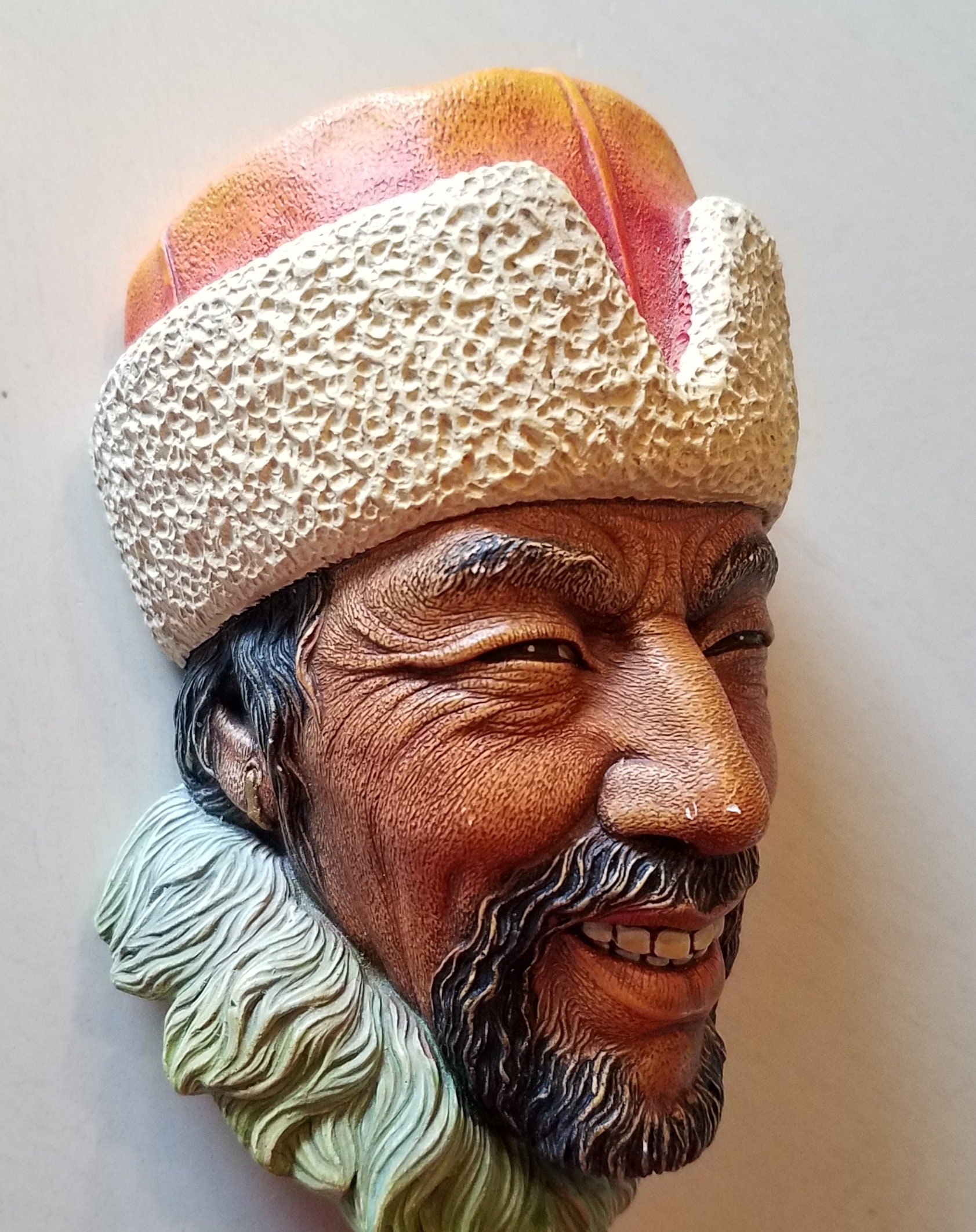 Vintage Bosson Head Chalkware HIMALAYAN Mask Character Wall Sculpture ...