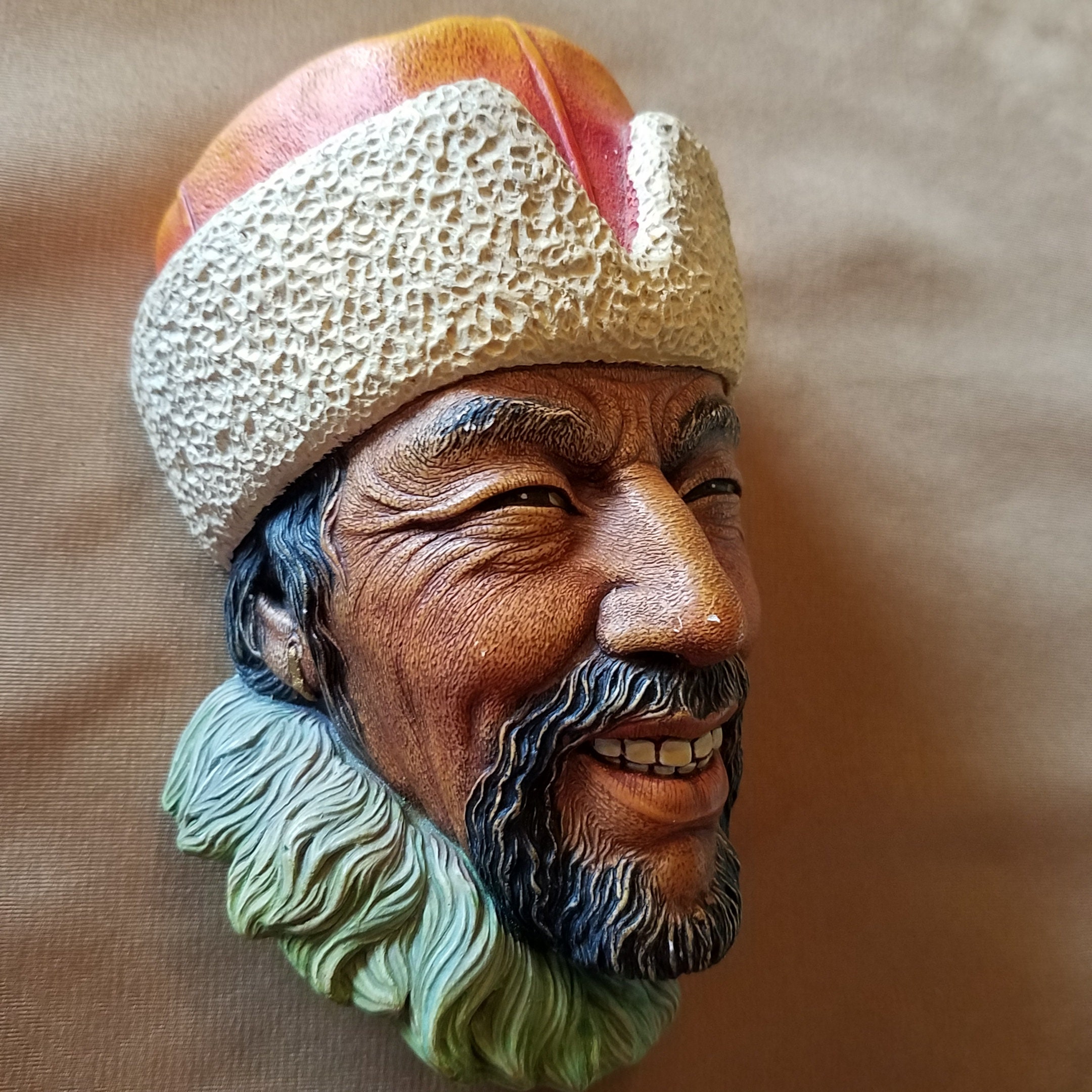 Vintage Bosson Head Chalkware HIMALAYAN Mask Character Wall Sculpture ...