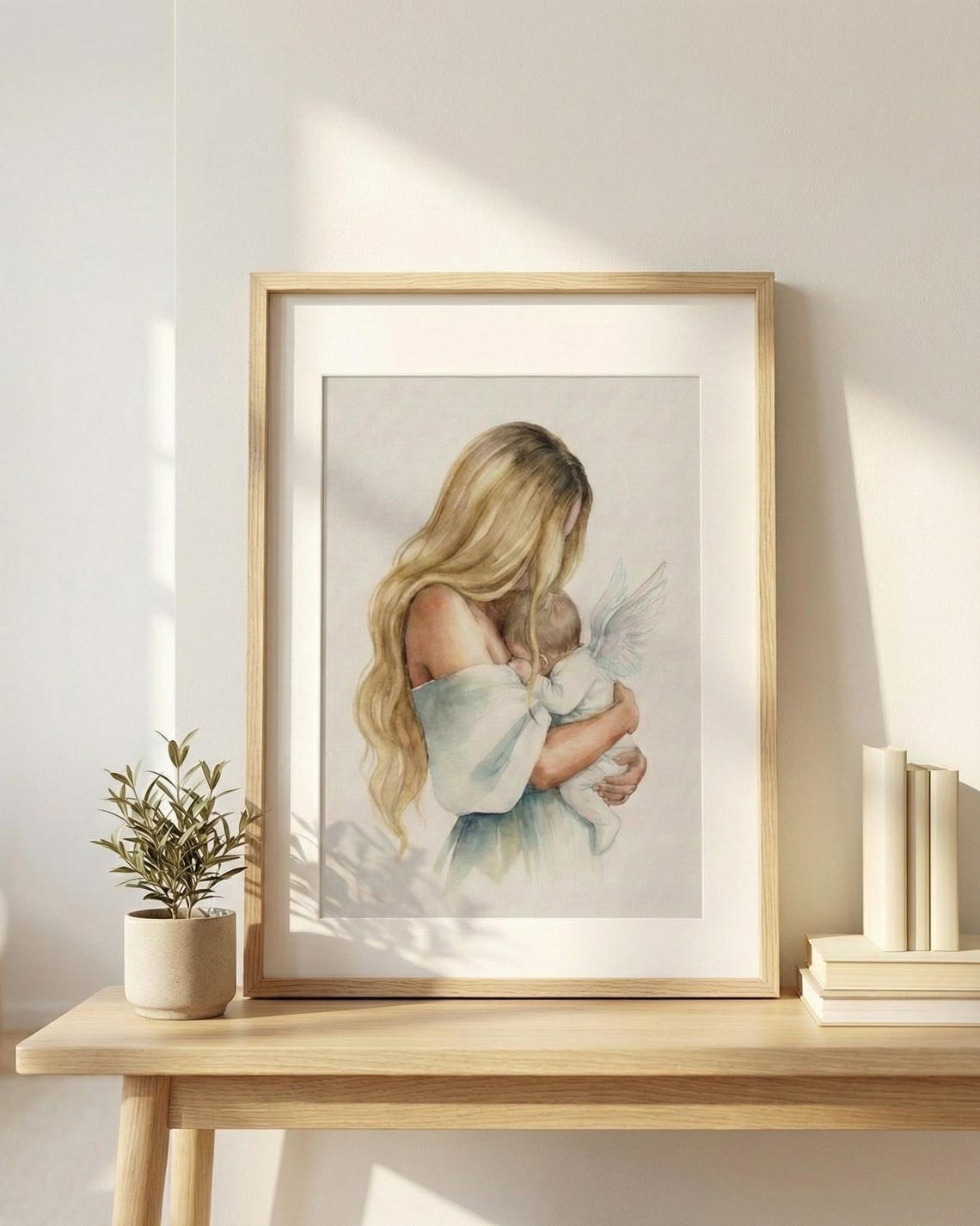 Mother Holding Angel Baby Wall Art Printable, Miscarriage and Infant ...