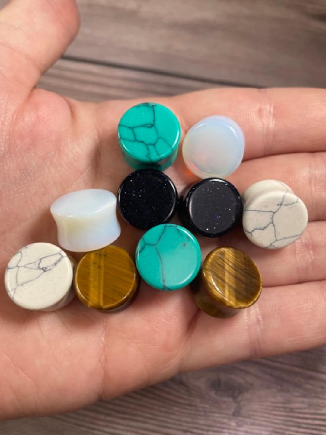 Ear Stone Plugs 5 Pair Value Set Gauges Multi Color Variety Double ...