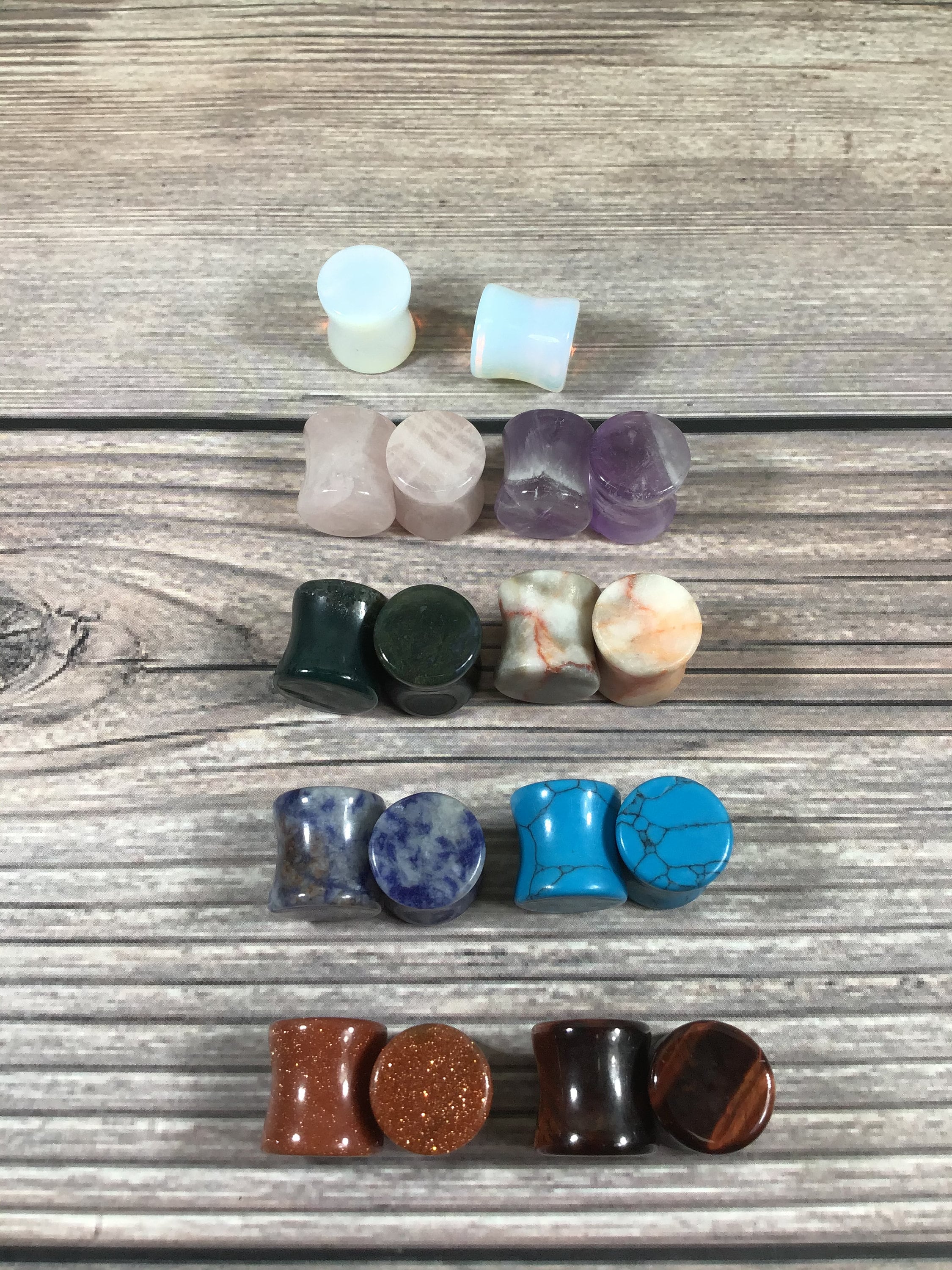 Ear Stone Plugs 9 Pair Value Set Gauges Multi Color Variety - Etsy