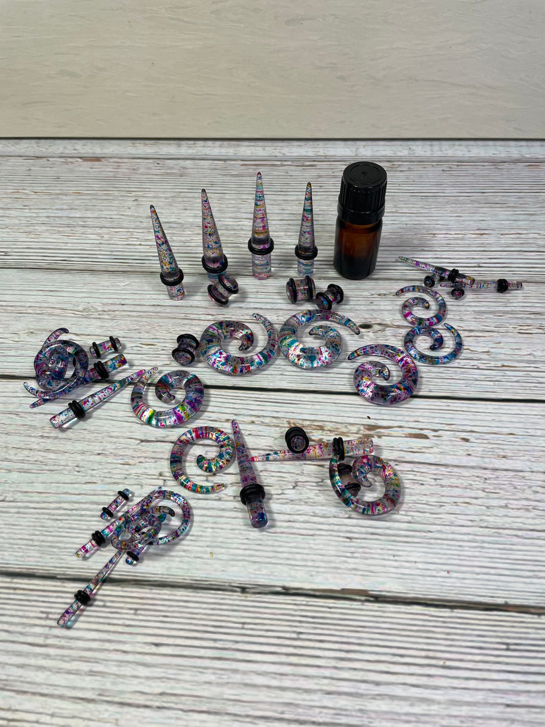 Ear Stretching Kit Glitter Multicolor 36 Pc 8G-00G Ear Gauges Expander ...