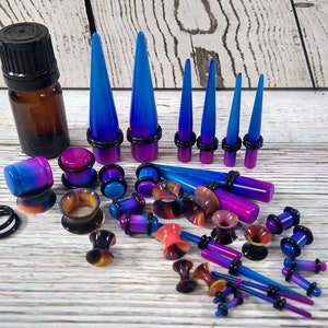 50 PC Ear Stretching Kit 14G-12MM Multicolor Aftercare Ear Gauges ...
