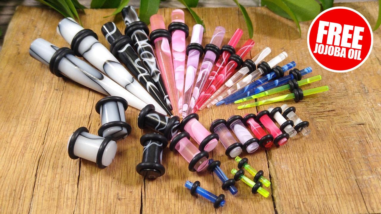 33 PC Ear Stretching Kit 14G-0G Marble Multicolor Aftercare | Etsy