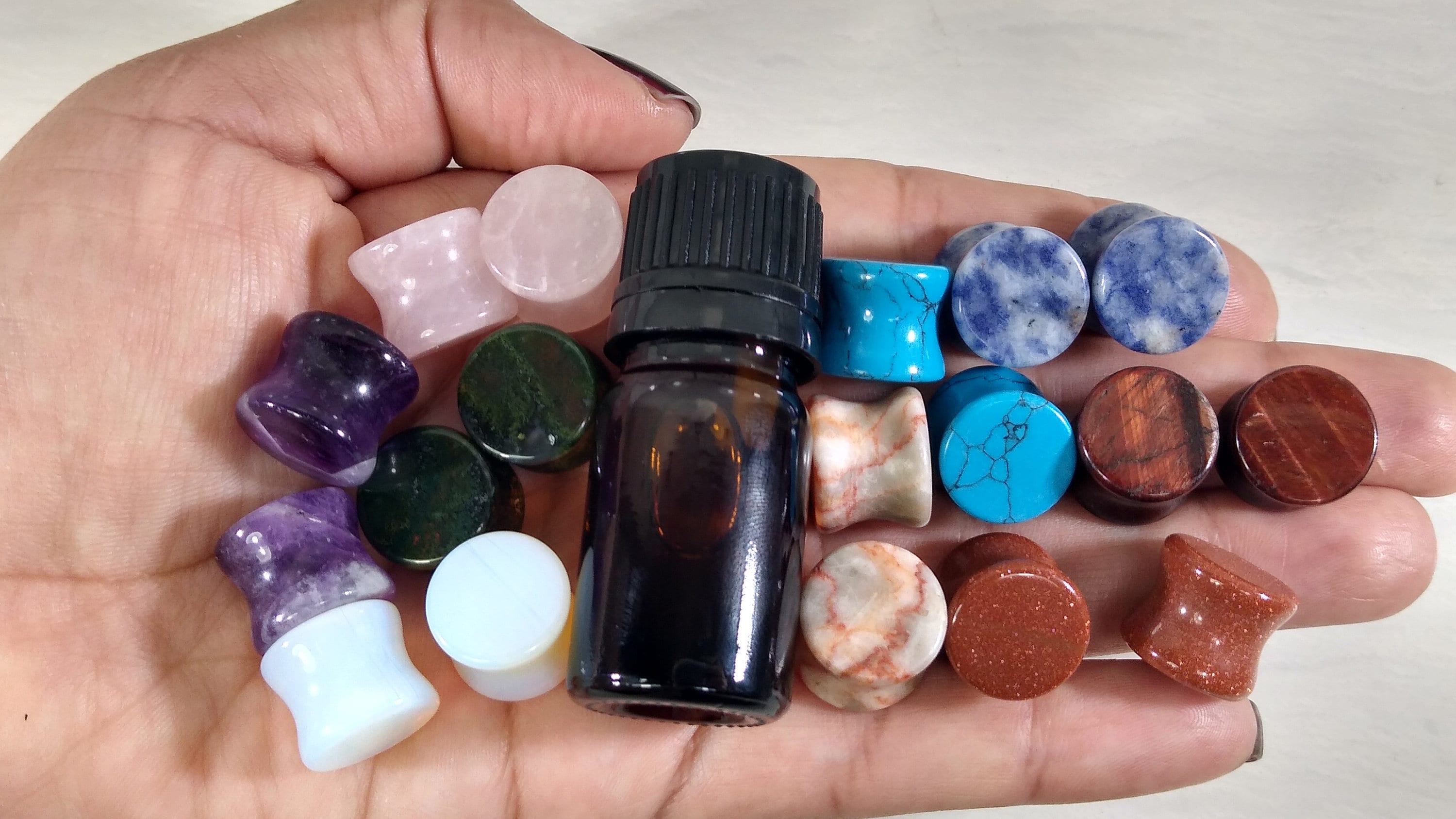 Ear Stone Plugs 9 Pair Value Set Gauges Multi Color Variety - Etsy