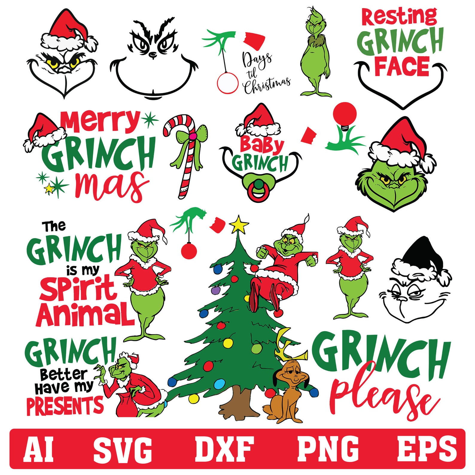 Grinch Svg Bundle Christmas Svg Merry Grinchmas Resting Etsy