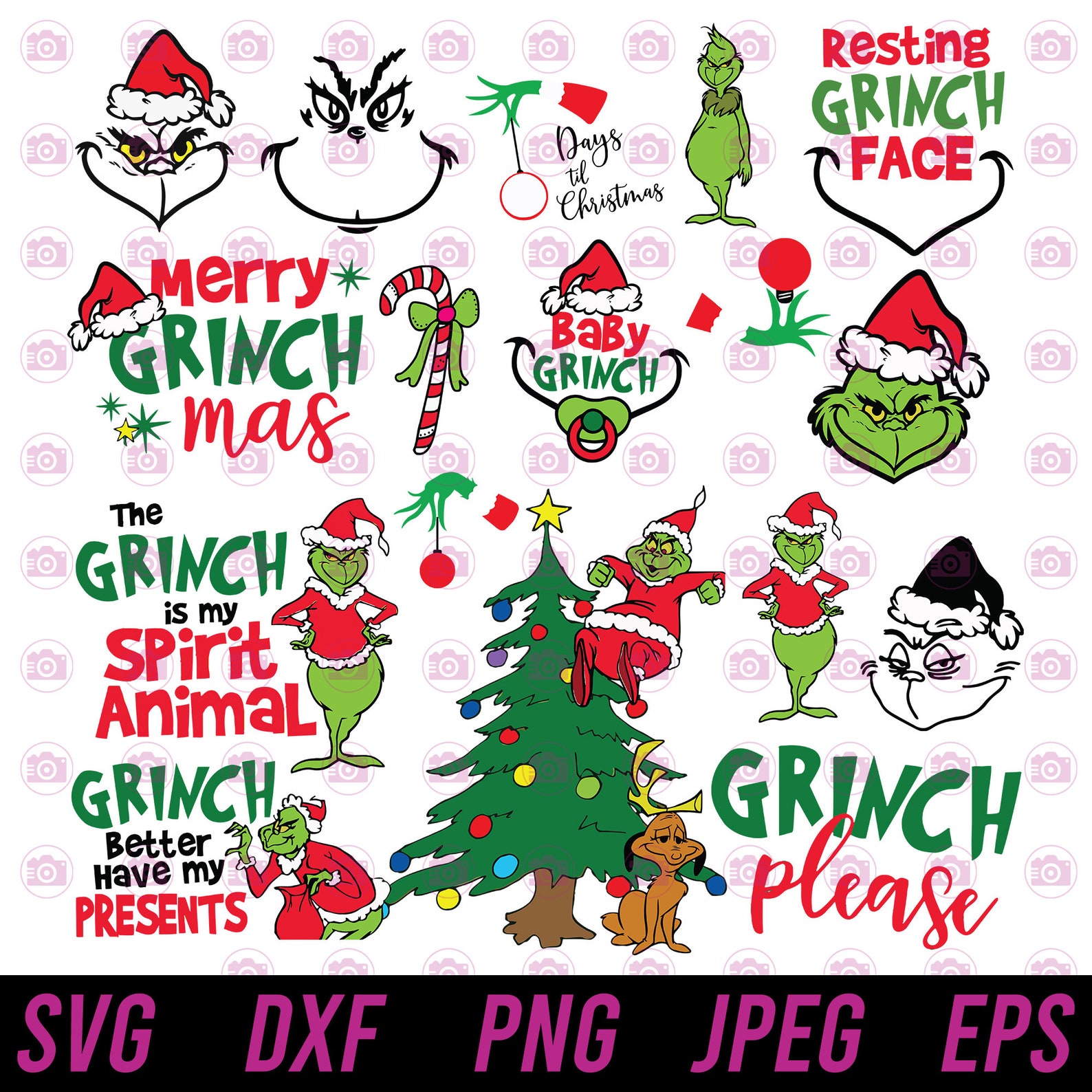 Merry Grinchmas Svg Grinchmas Svg Bundle Grinchmas Clipart Christmas