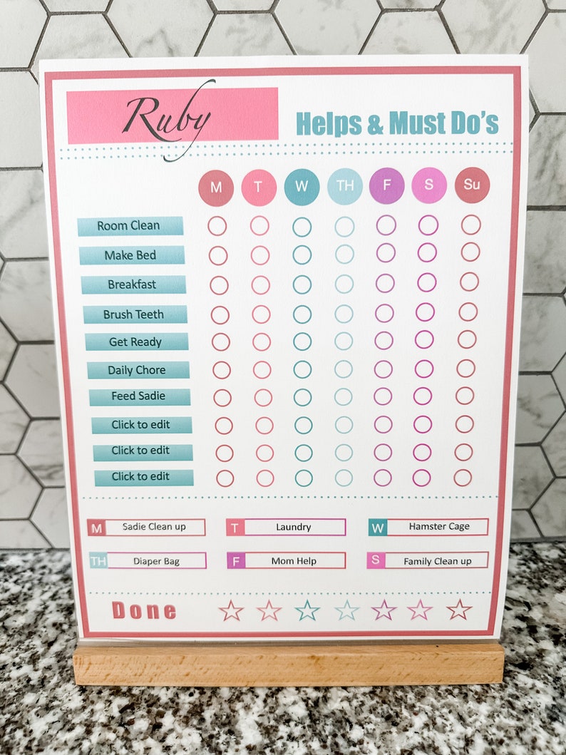 Customizable Chore Charts - Etsy