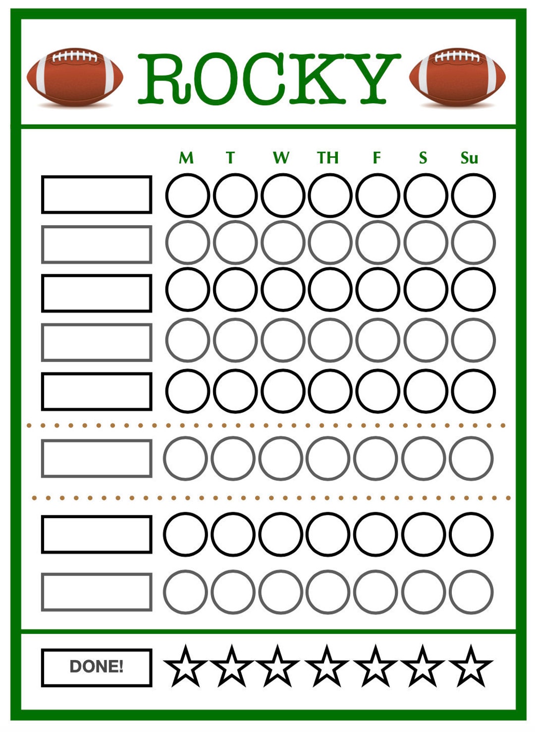 Customized Football Chore Chart - Etsy
