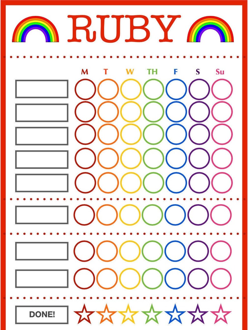 Customized Rainbow Chore Chart - Etsy
