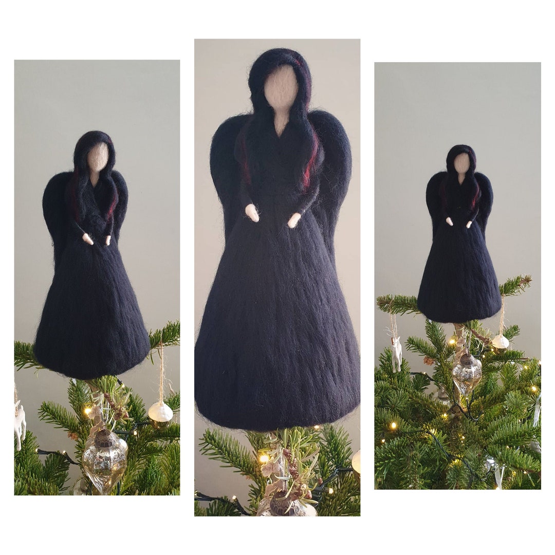 Gothic Christmas Tree Angel, Tree Topper, Christmas Ornament, Needle ...