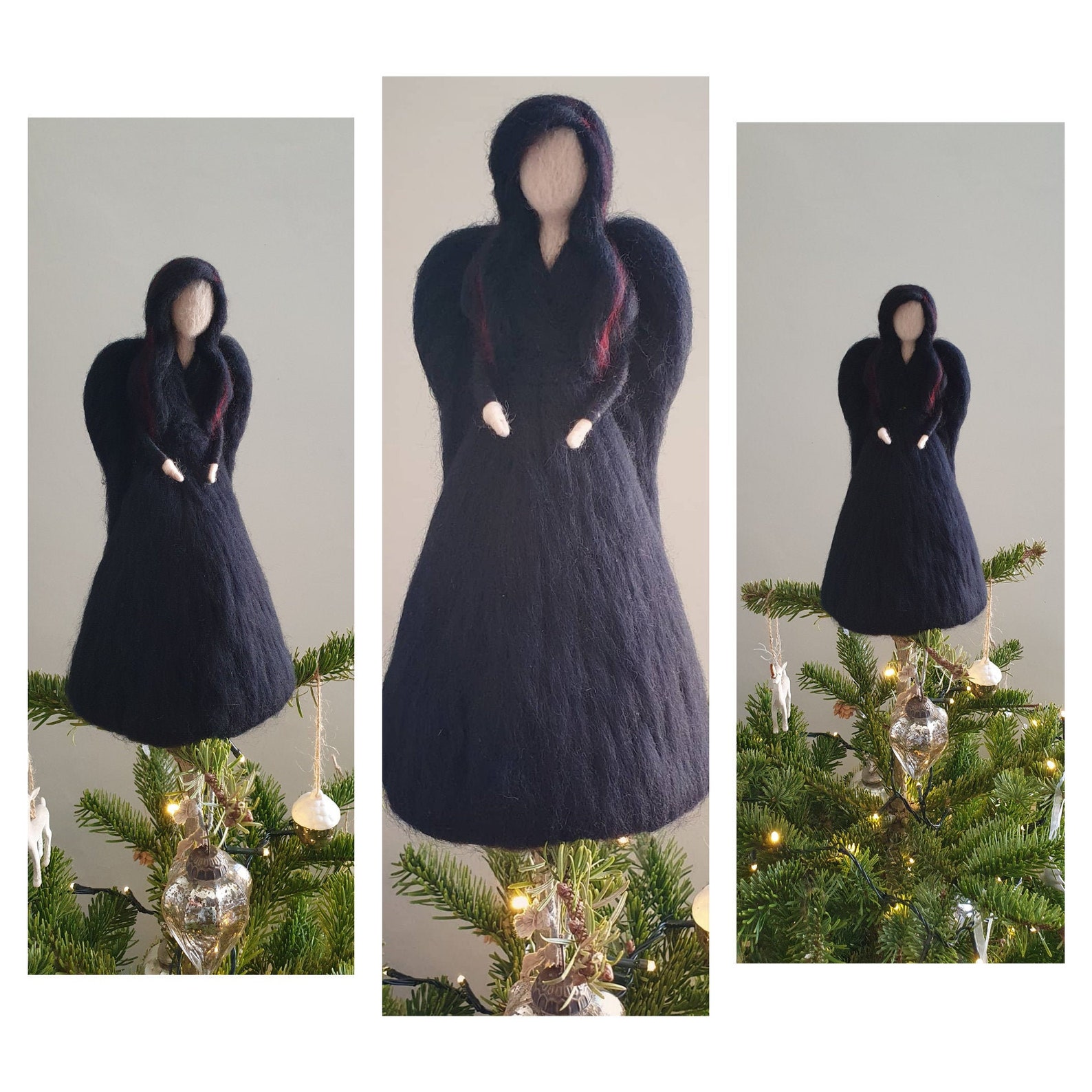Gothic Christmas Tree Angel Tree Topper Christmas Ornament - Etsy