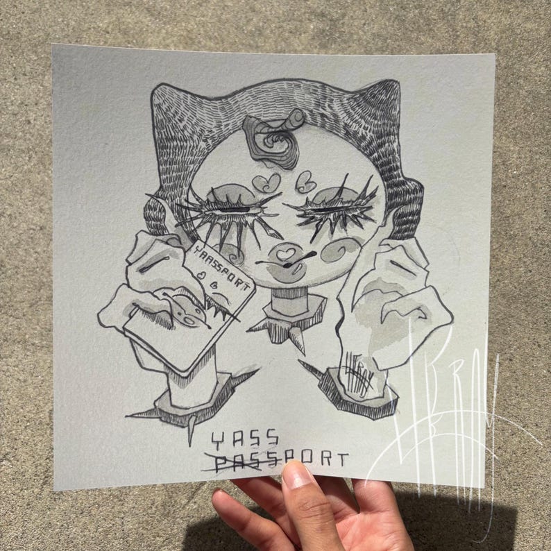 8.25 X 8.25 Yassport Illustration, Art Print, Original Design, Inktober ...