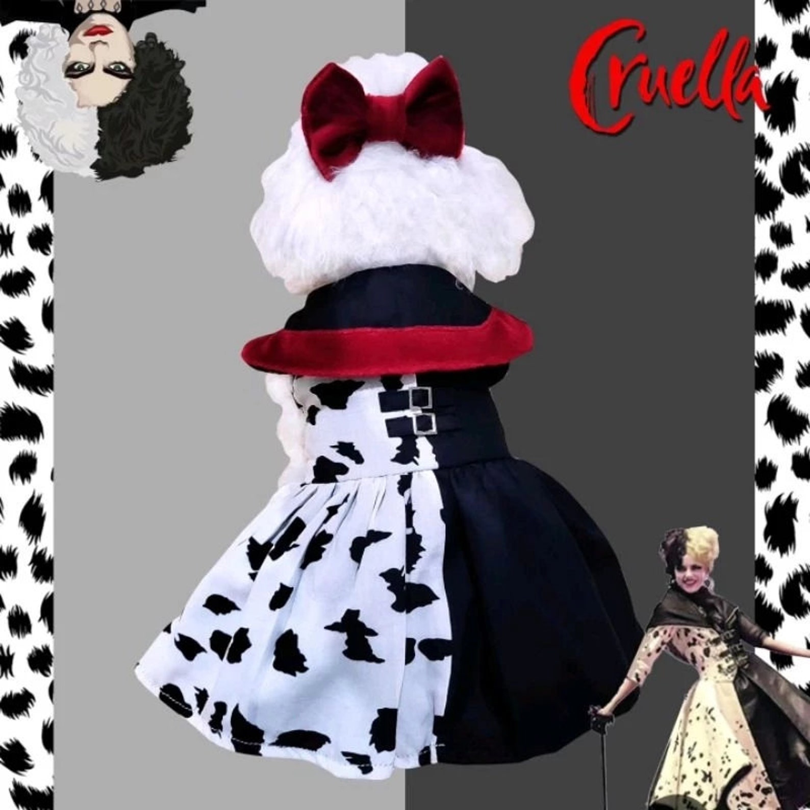 Cruella De Vil Dog Costume, Cruella De Vil Dog Dress, Halloween Dog ...