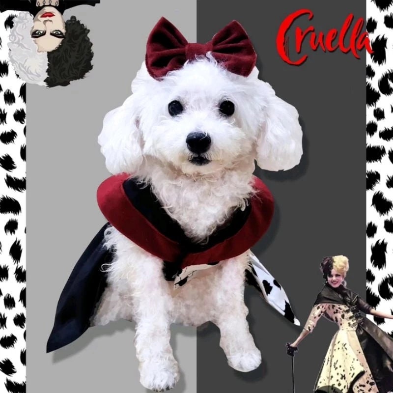 Cruella De Vil Dog Costume, Cruella De Vil Dog Dress, Halloween Dog ...