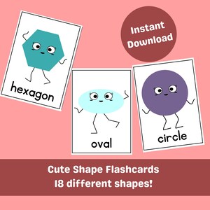 16 Cute Shape Flashcards With Faces | Montessori School Tools | Pre ...