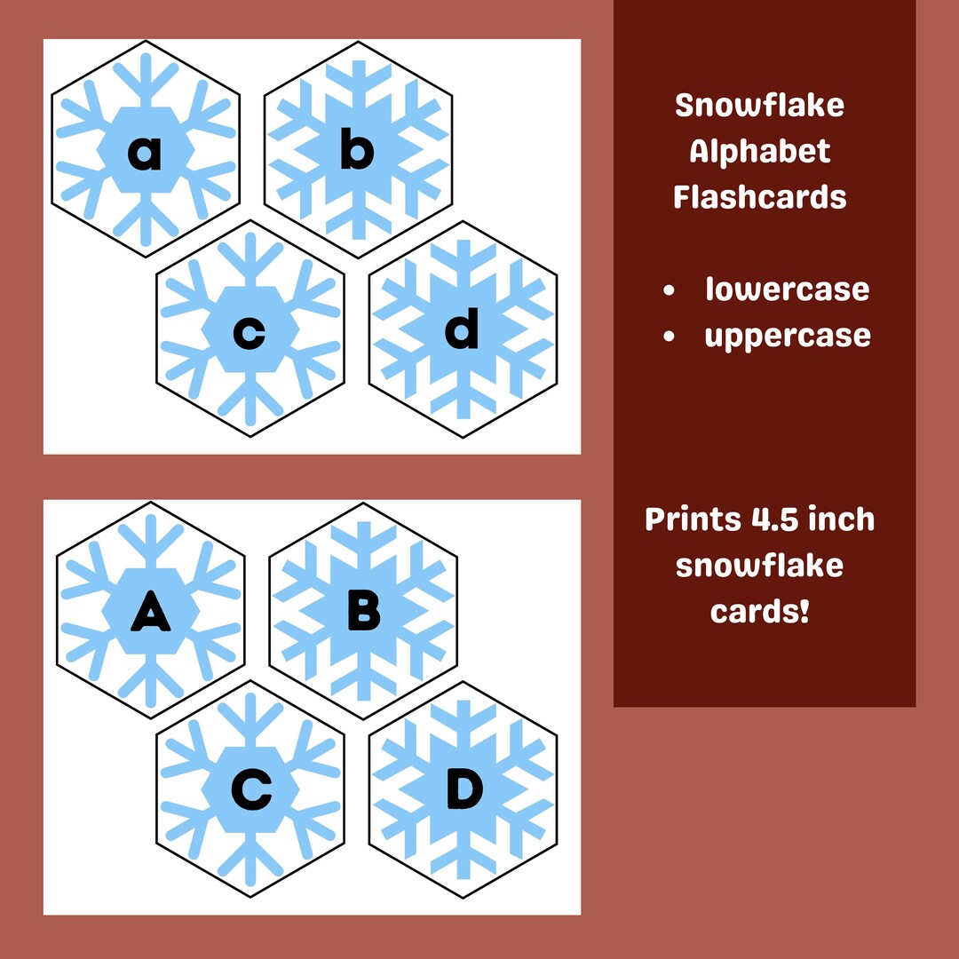 Snowflake Alphabet A-Z Flashcards | Montessori School Tools | Pre ...