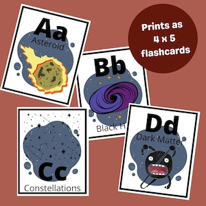 Outer Space ABC Flashcards | Printable Alphabet Universe Practice ...