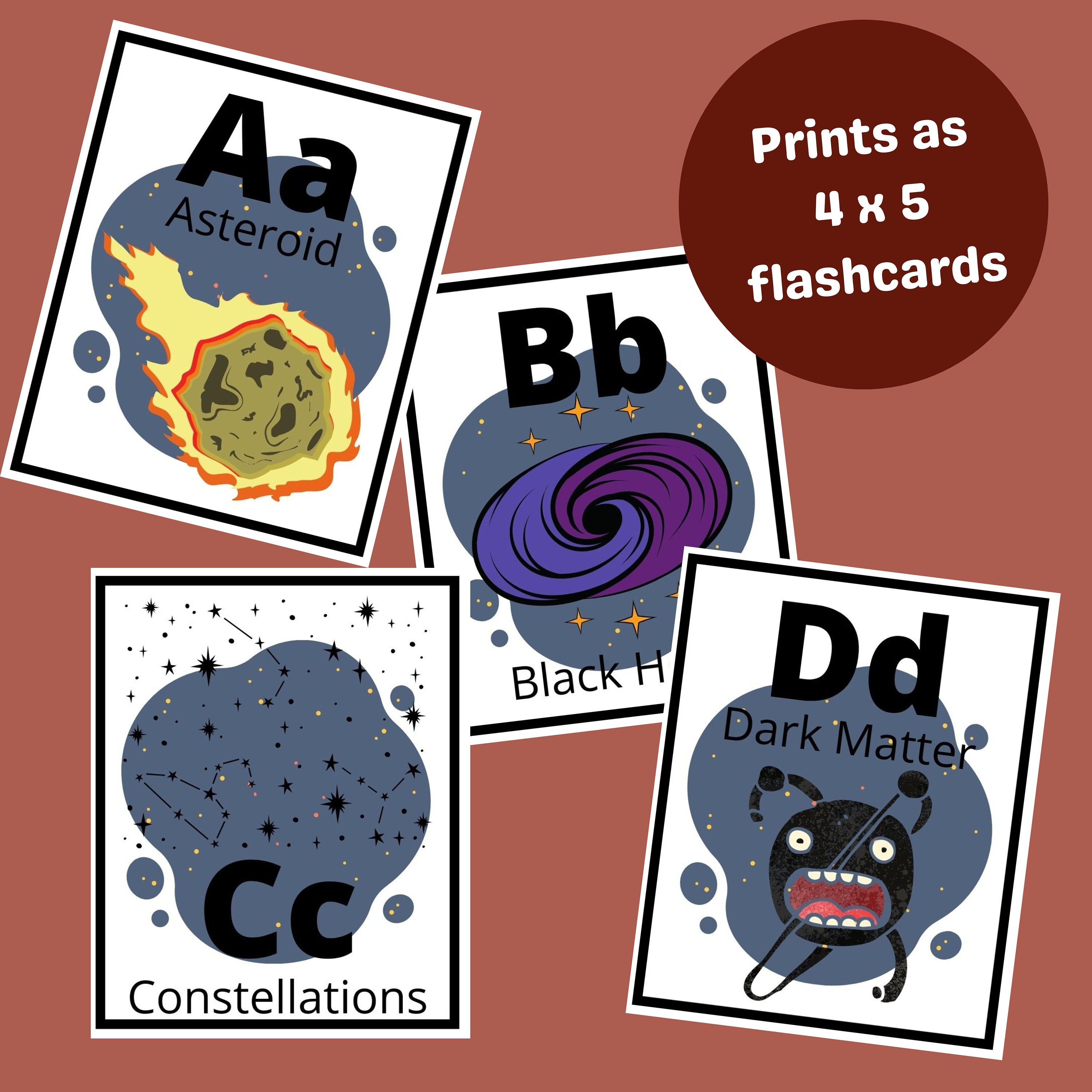Outer Space ABC Flashcards | Printable Alphabet Universe Practice ...