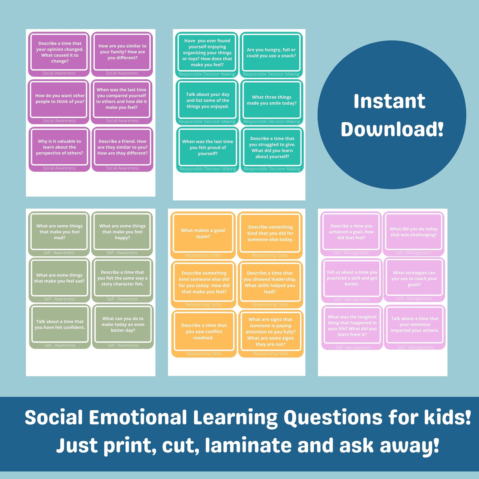 Social Emotional Learning Questions Montessori School Tools Pre-school ...