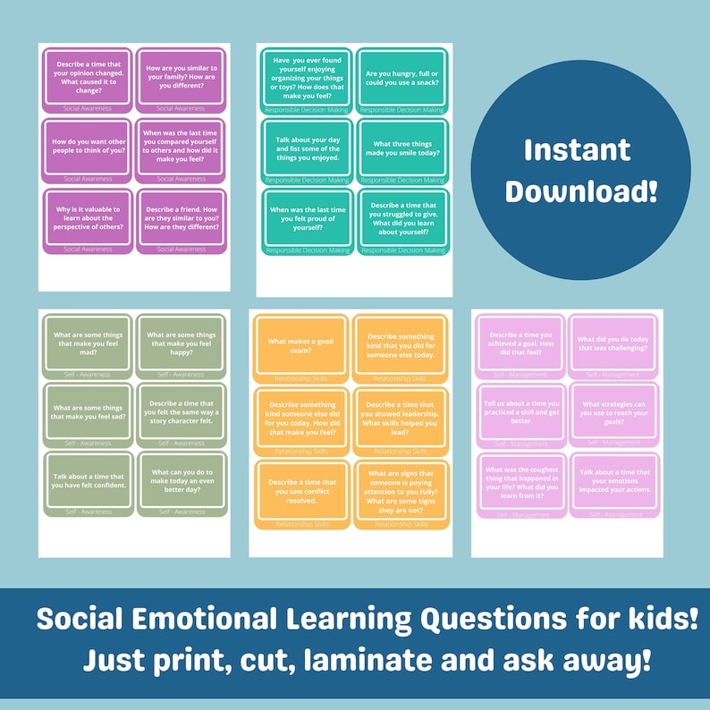 Social Emotional Learning Questions Montessori School Tools Pre-school ...