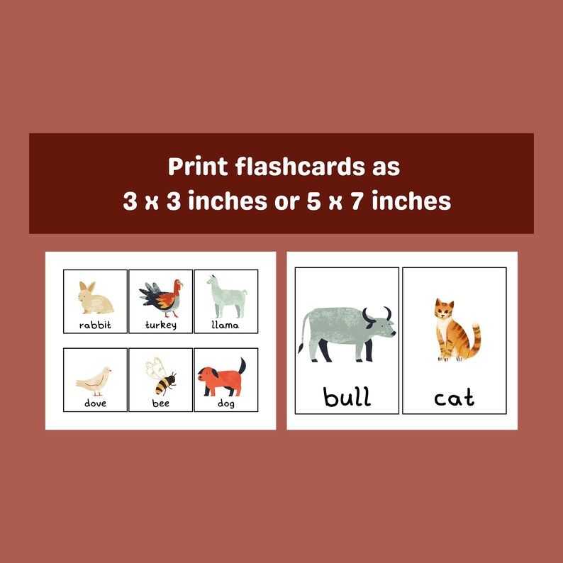 20 Farm Animal Flashcards | Montessori School Tools | Pre-school ...