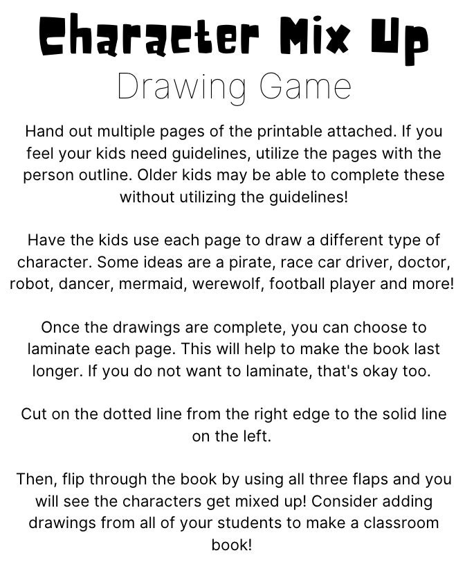 Character Mix up Drawing Game - Make a Classroom Book, Drawing Practice ...