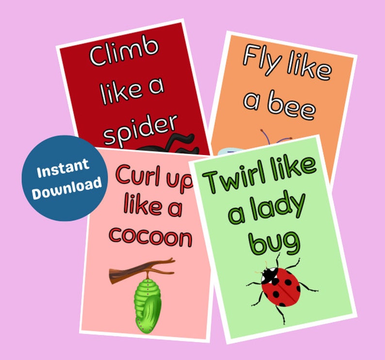Insect Themed Movement Cards | Movement Breaks | Physical Activity ...