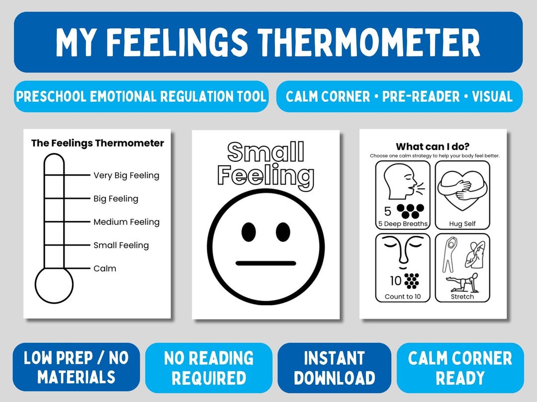 My Feelings Thermometer for Preschool | Calm Corner SEL Printable ...