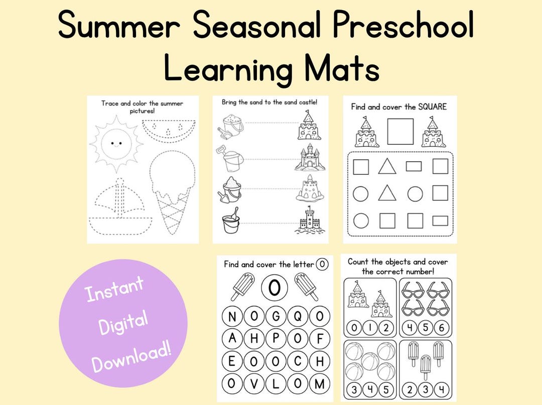 Summer Early Learning Printable Pack | Preschool Tracing, Counting ...
