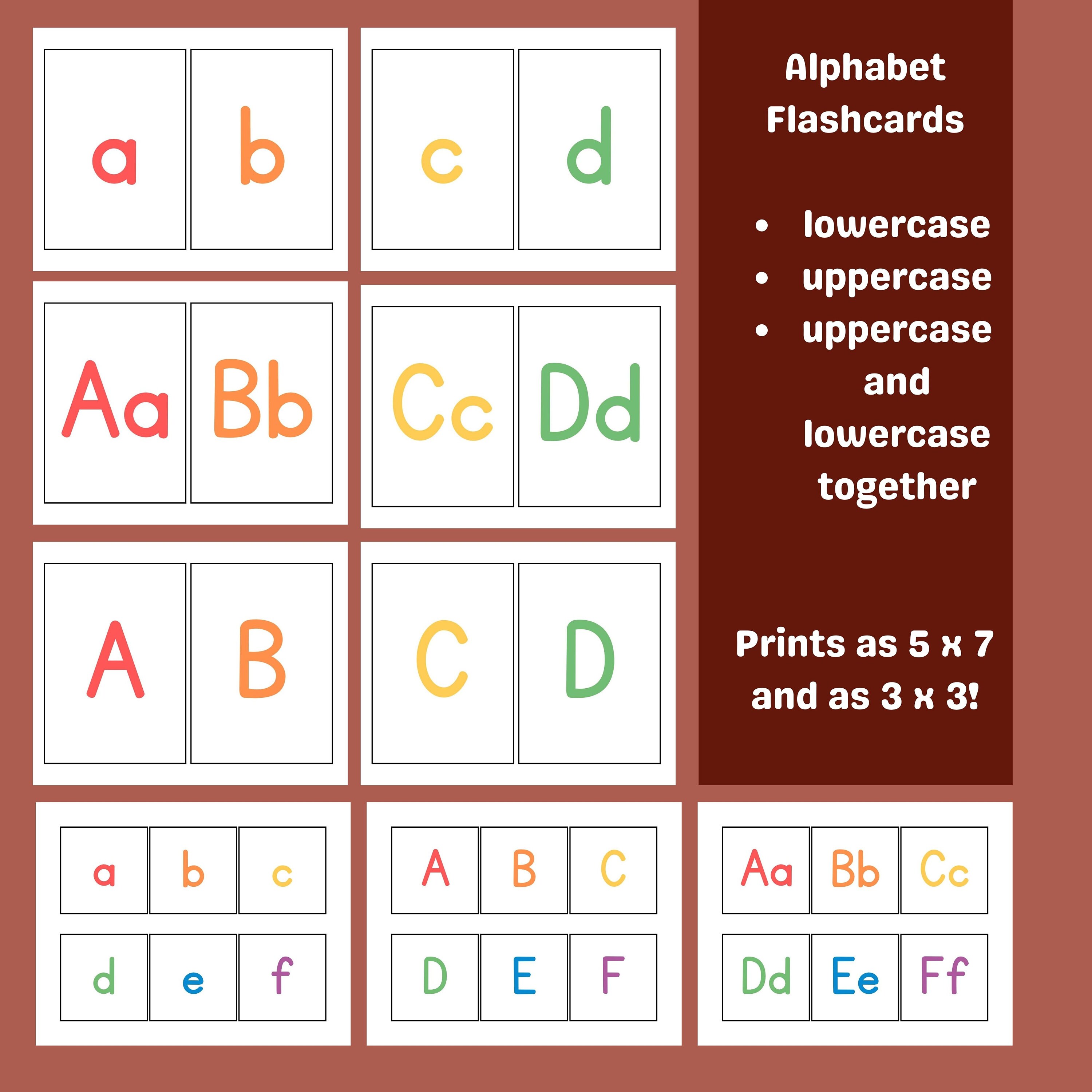 Alphabet A-Z Flashcards Montessori School Tools Pre-school Homeschool ...