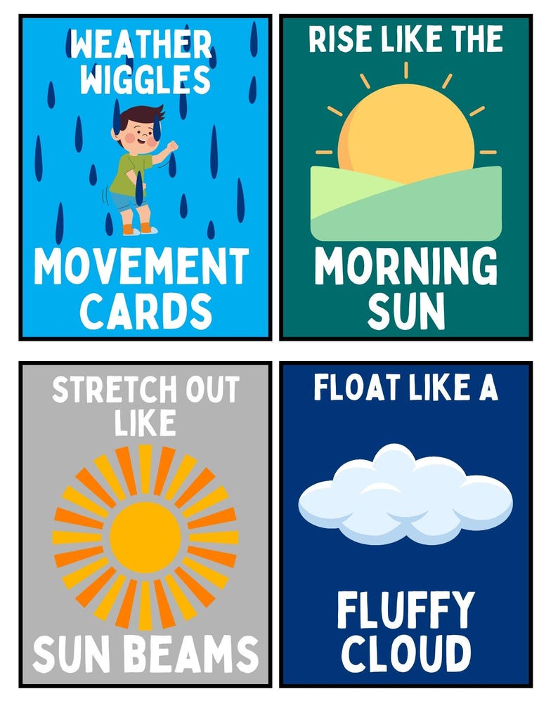 Weather Movement Cards | Gross Motor Skills, Preschool Activities (PDF ...