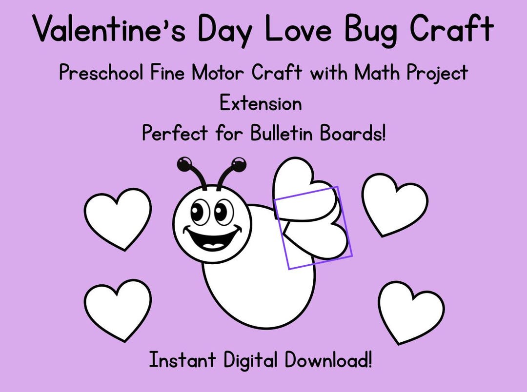 Valentine’s Day Love Bug Craft Printable | Preschool Math Centers ...