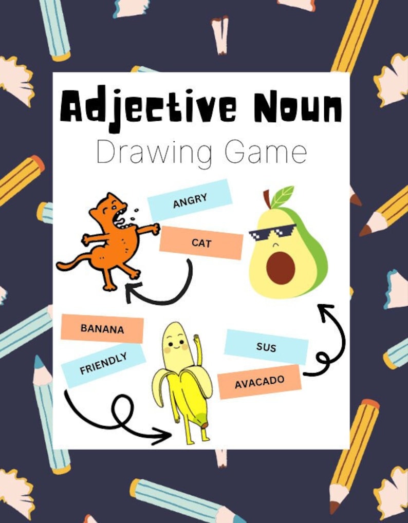 Adjective Noun Mix up Drawing Game - Brain Breaks, Parts of Speech ...