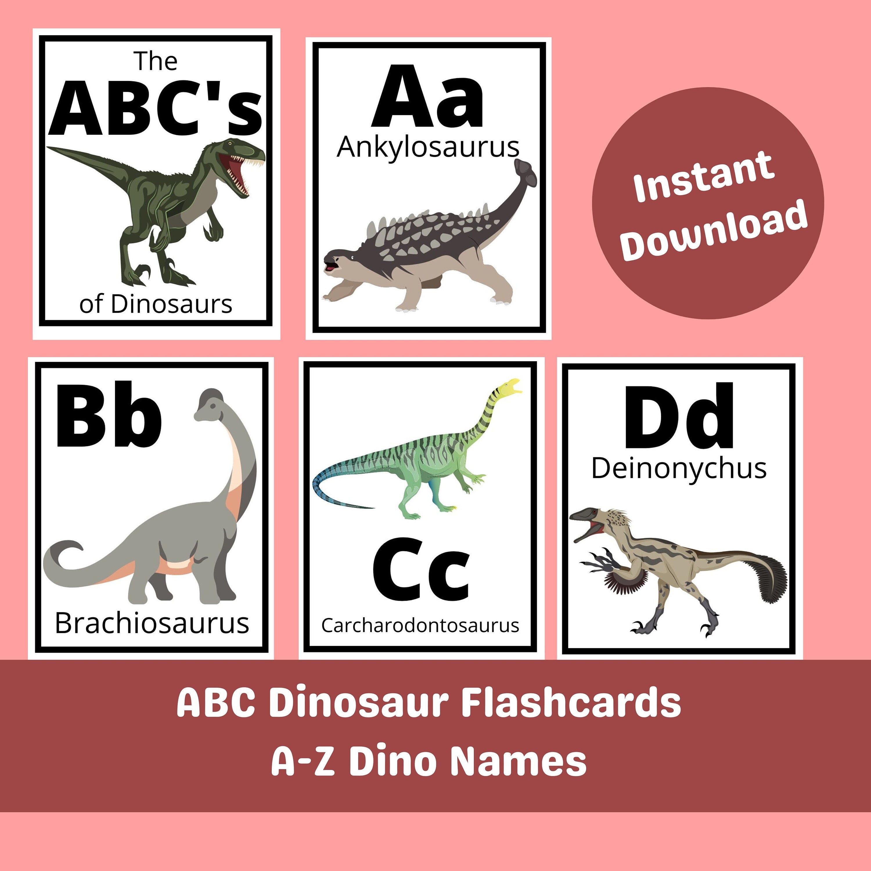 Dinosaur ABC Flashcards | Printable Alphabet Dino Practice | Letter ...