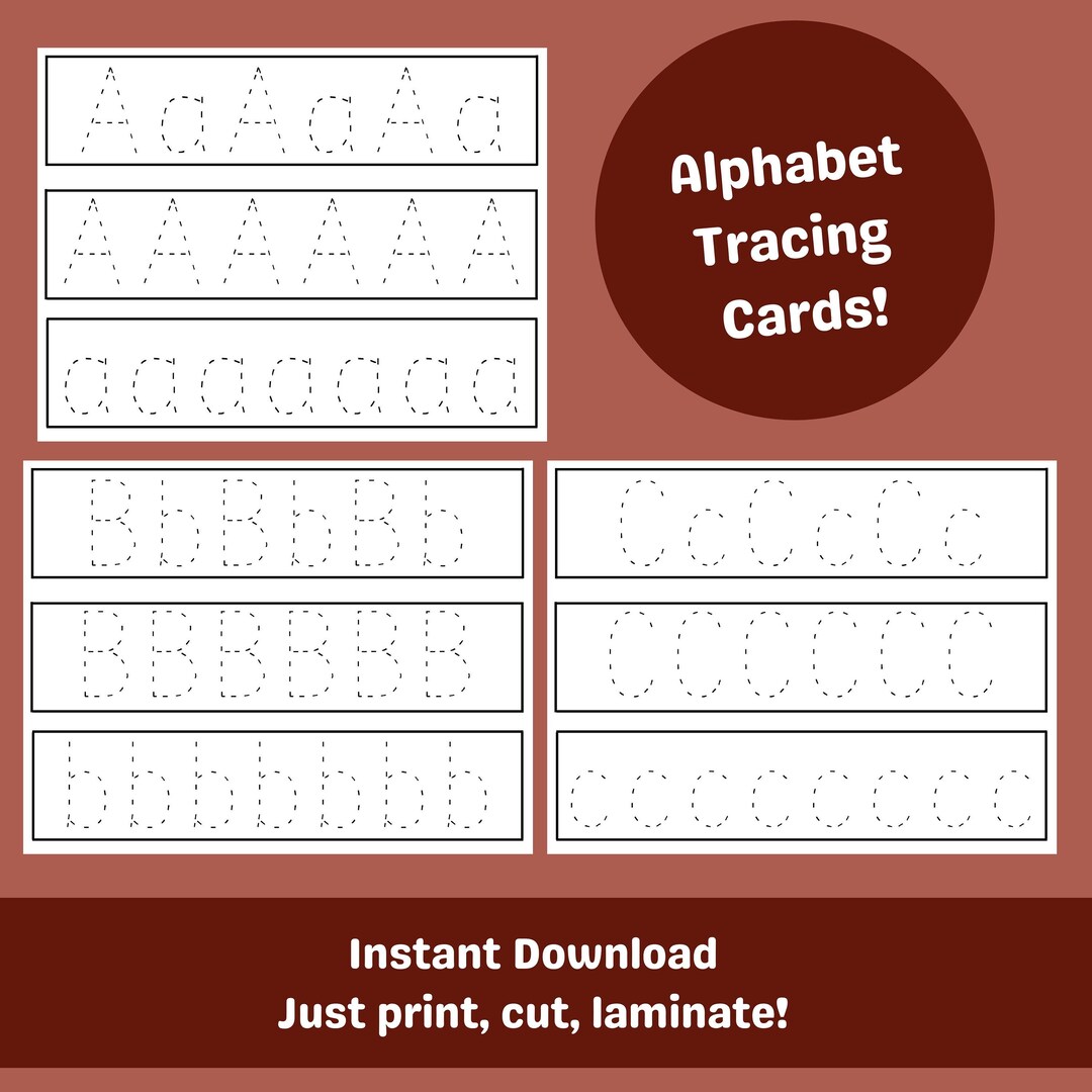 Alphabet A-Z Tracing Cards | Montessori School Tools | Pre-school ...