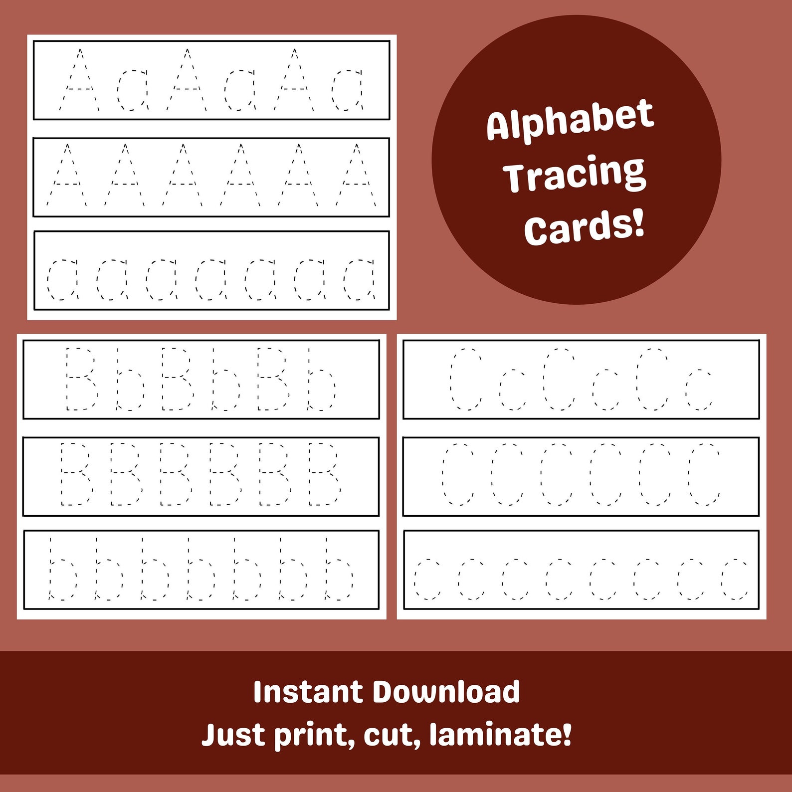 Alphabet A-Z Tracing Cards | Montessori School Tools | Pre-school ...