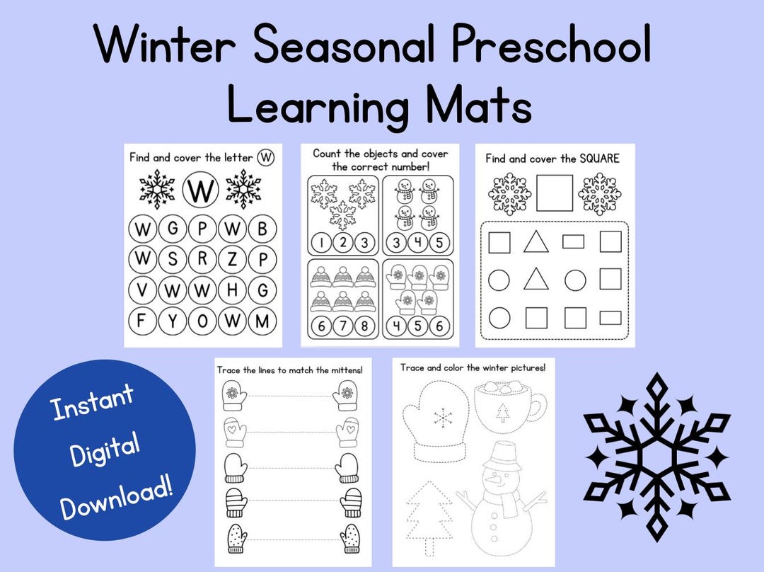 Winter Early Learning Printable Pack | Preschool Tracing & Counting ...